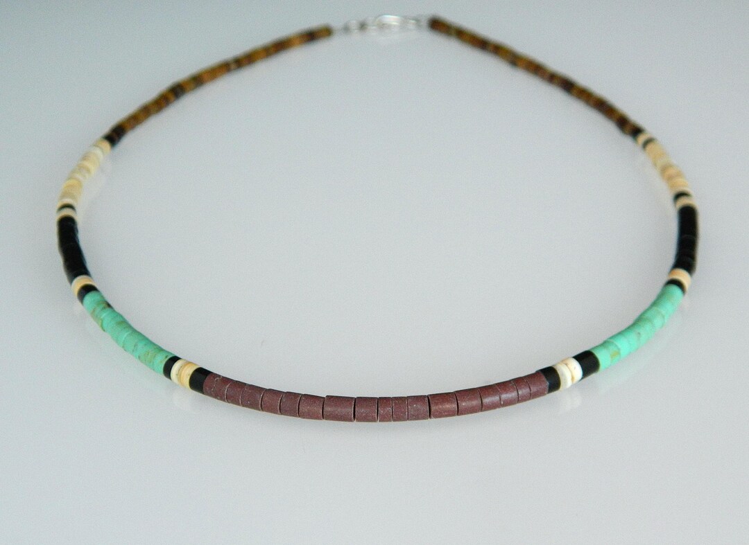 Native American Santo Domingo Turquoise Pipestone Jet Shell Heishi ...