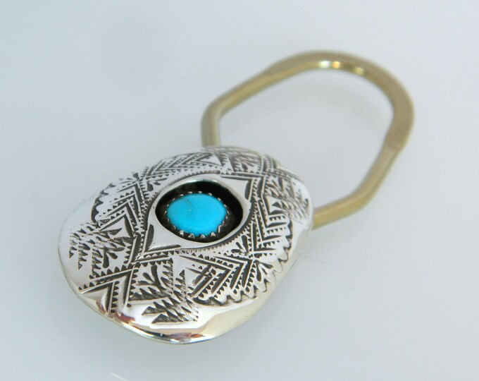 Native American Turquoise Shadow Box Hand Stamped Sterling Silver ...