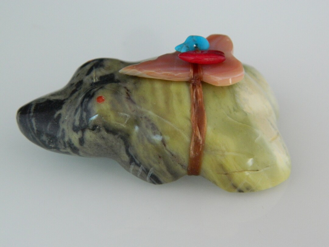 Native American Zuni Ricolite Turquoise Red Coral MOP Handmade Frog ...