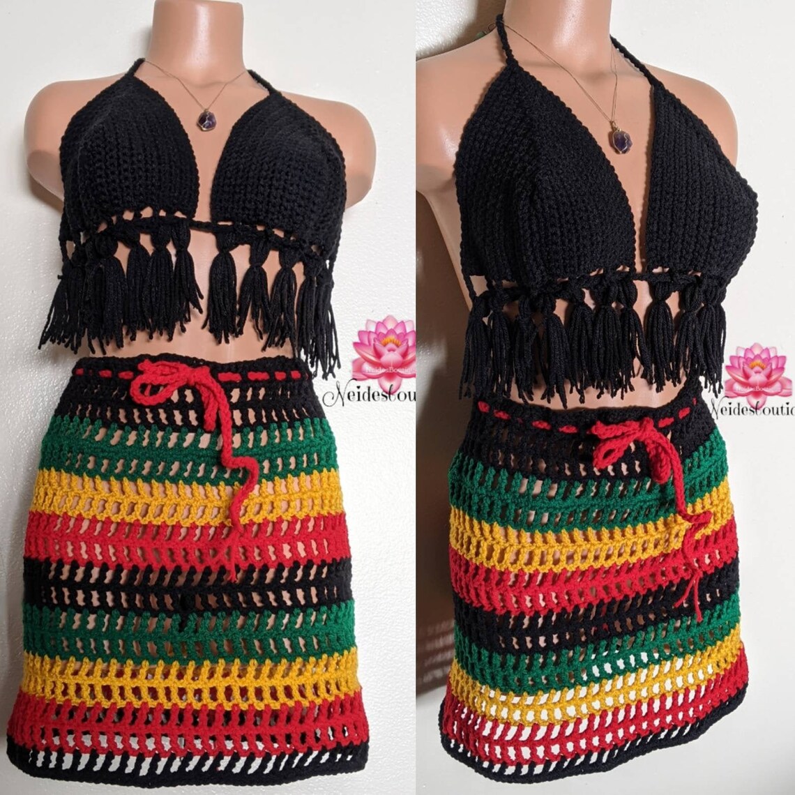 Rasta Skirt Black Crochet Top Rastafarian Outfit Dance - Etsy