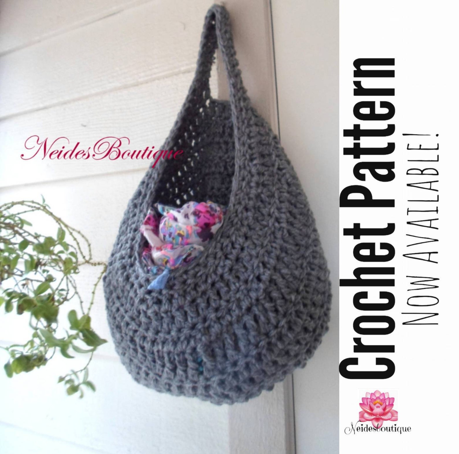 Crochet Pattern,s,m,l,laundry Basket Pattern,pdf File S,M,L Size Gray ...