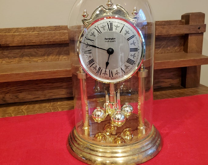 Vintage Remington Multi Quartz Anniversary Clock W/ Glass Dome ...