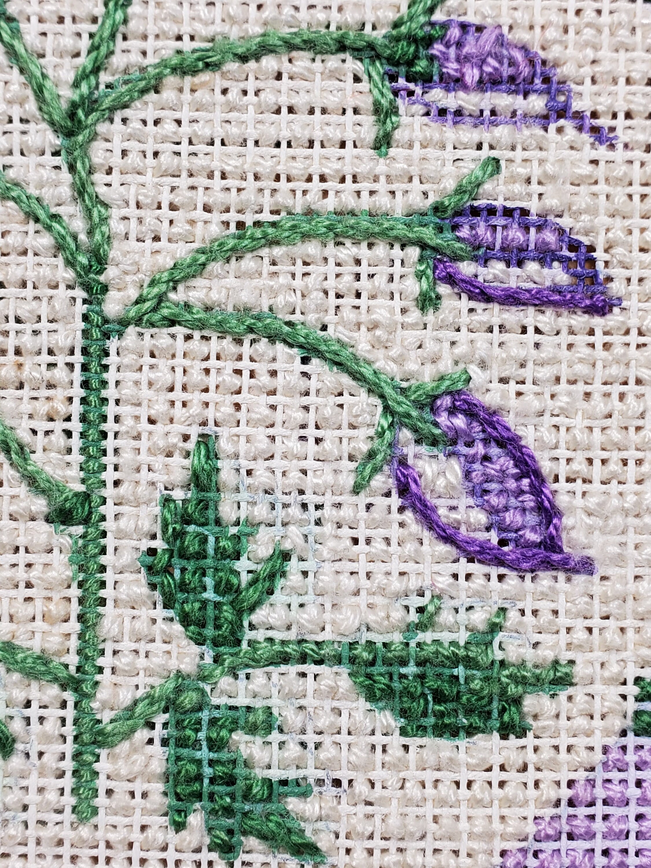 Vintage Framed Cross Stitch Needlepoint Dated 1989 Purple | Etsy