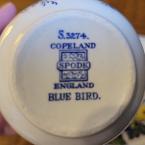 Spode Blue Bird Tea Cup Mug & Saucer - Copeland England - S3274 Fine ...