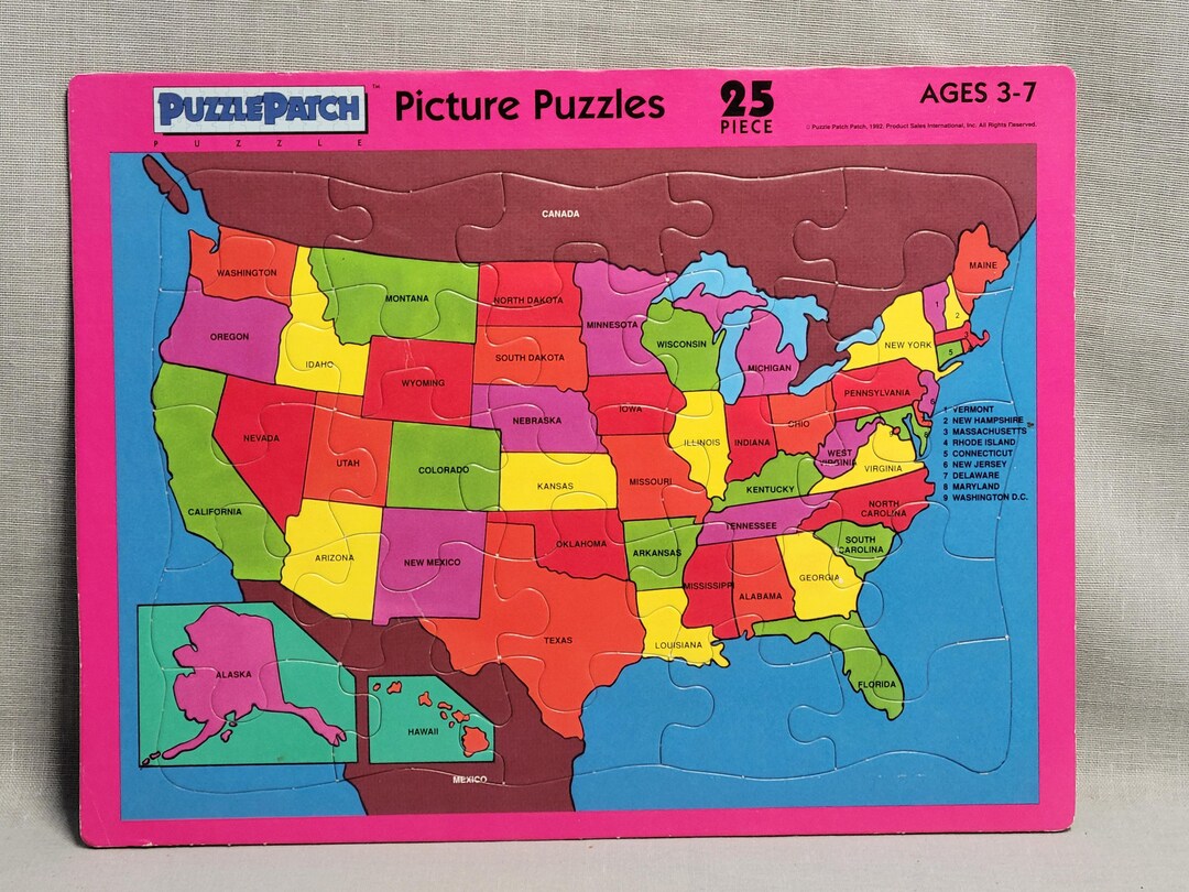 Puzzle Patch Picture Puzzles Map of United States - Colorful Die Cut 25 ...