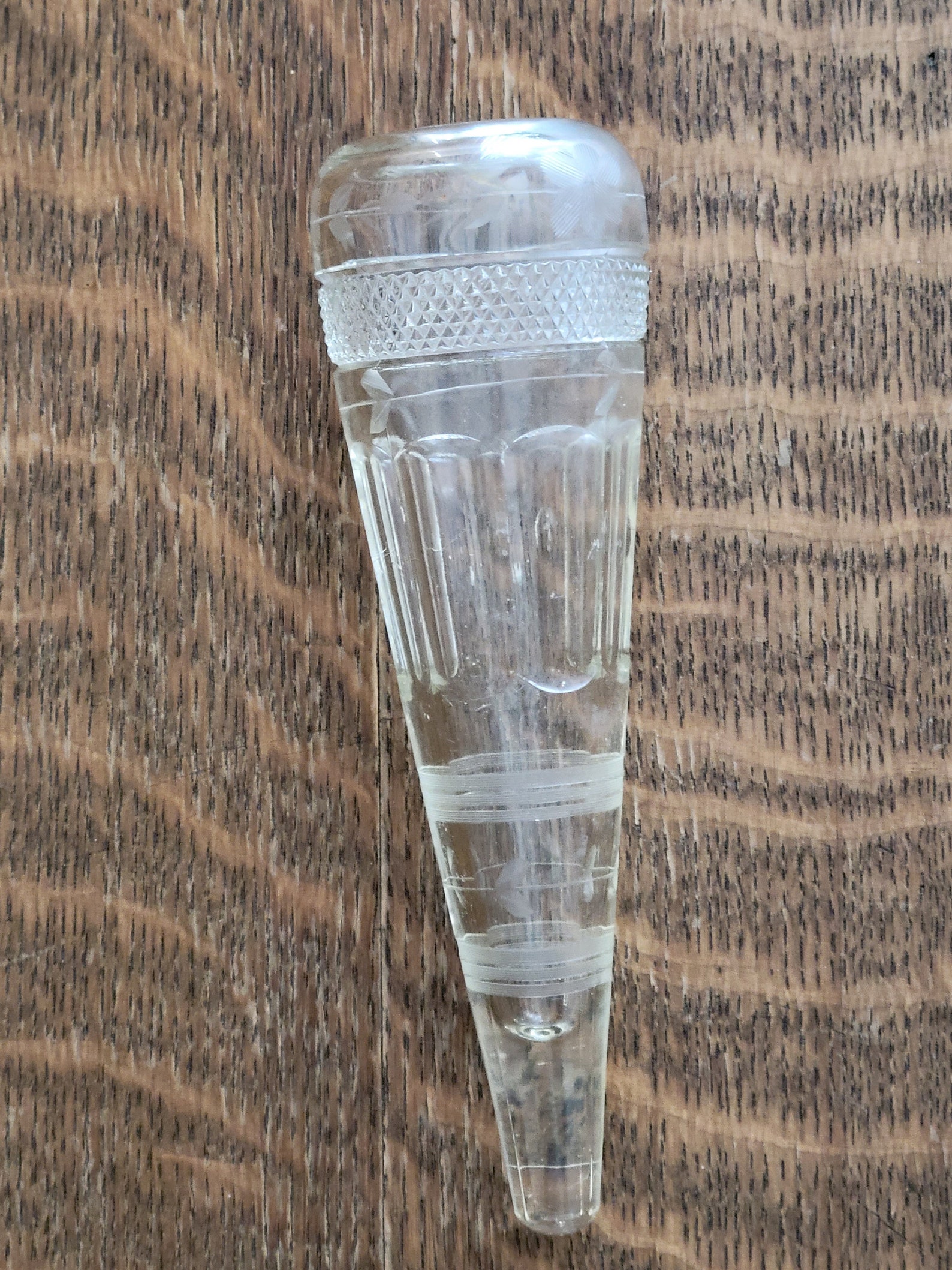 Antique Clear Etched Glass Wall Pocket - Carriage or Car Flower Bud ...