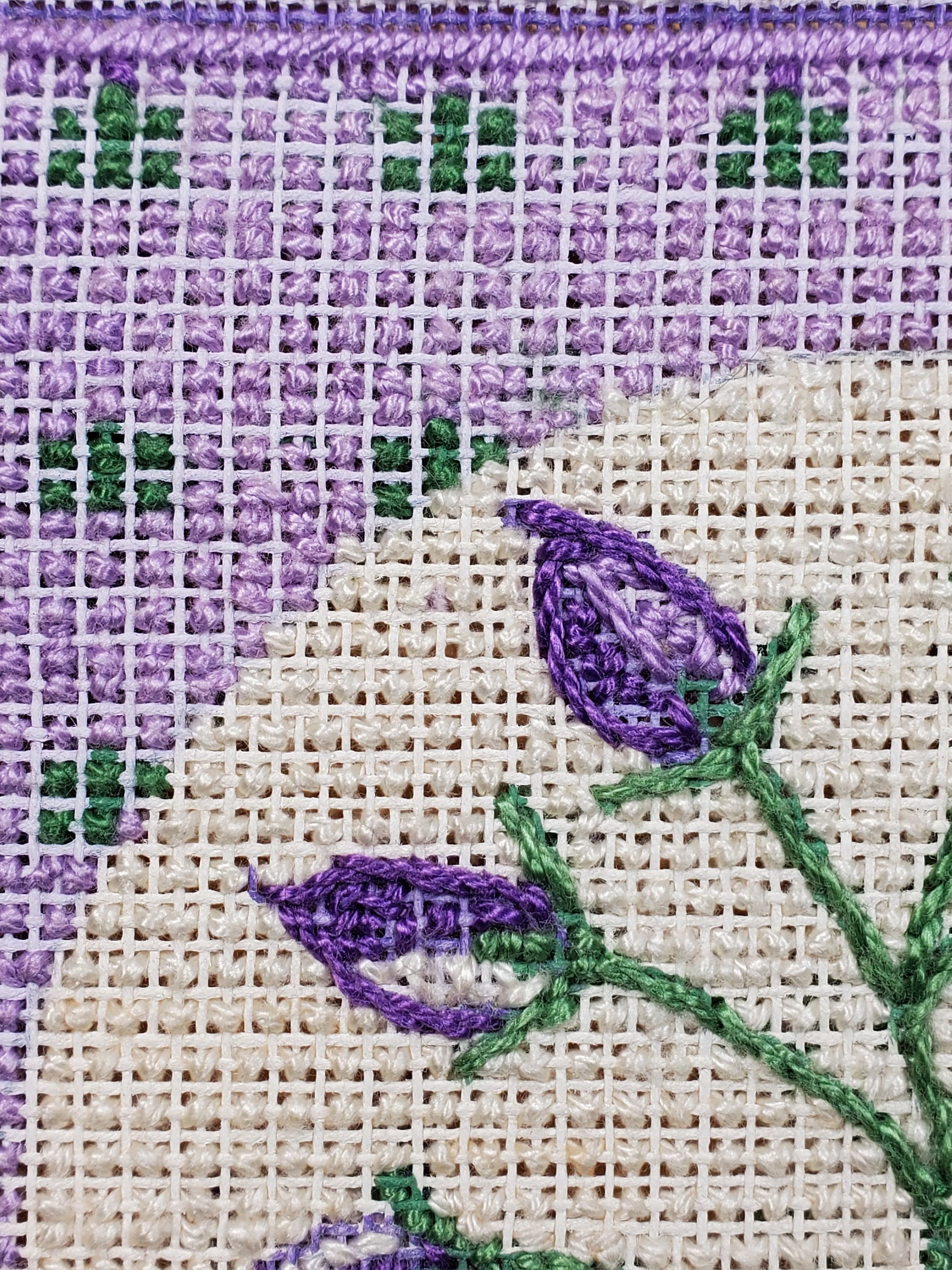 Vintage Framed Cross Stitch Needlepoint Dated 1989 Purple | Etsy