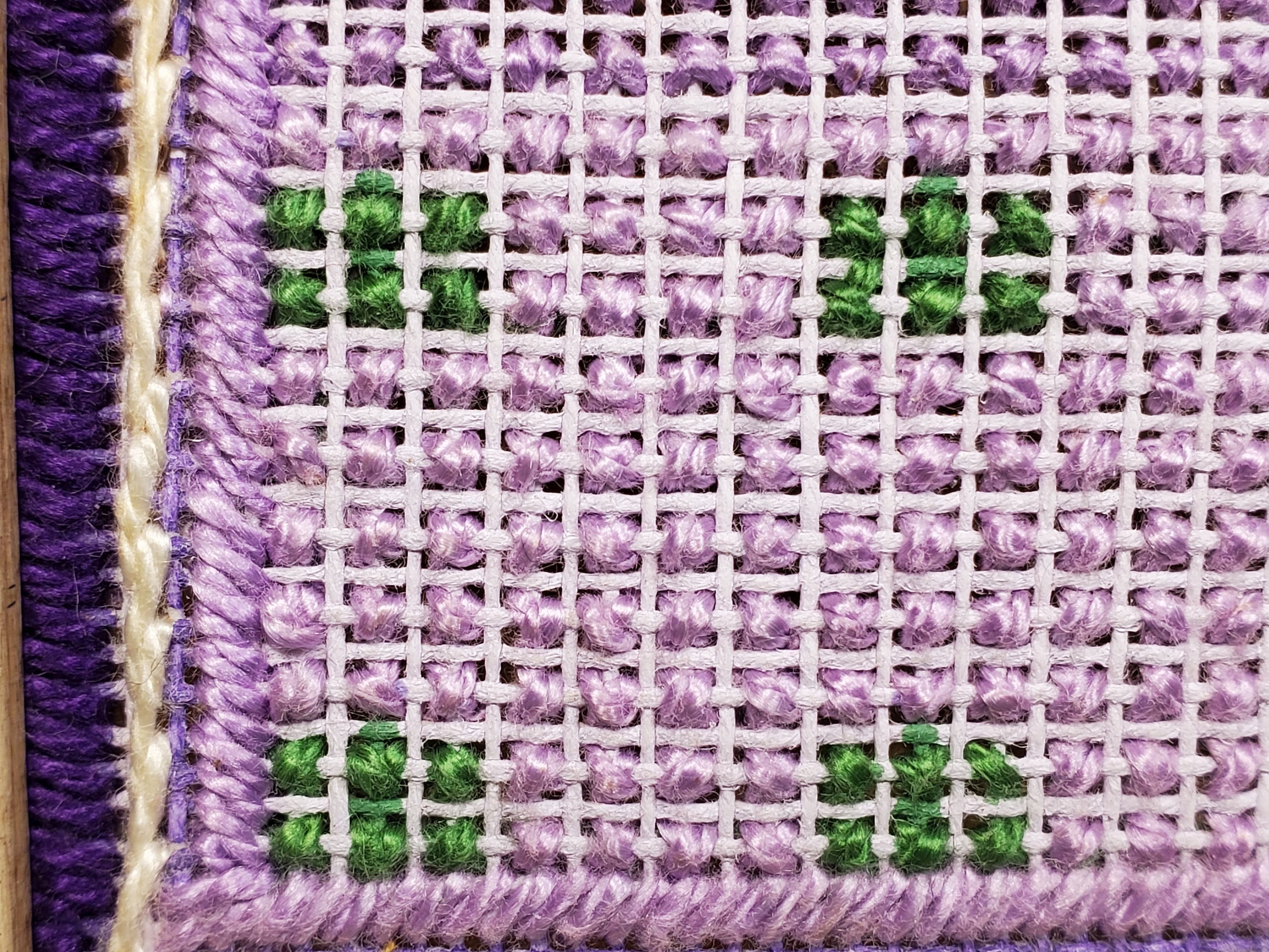 Vintage Framed Cross Stitch Needlepoint Dated 1989 Purple | Etsy