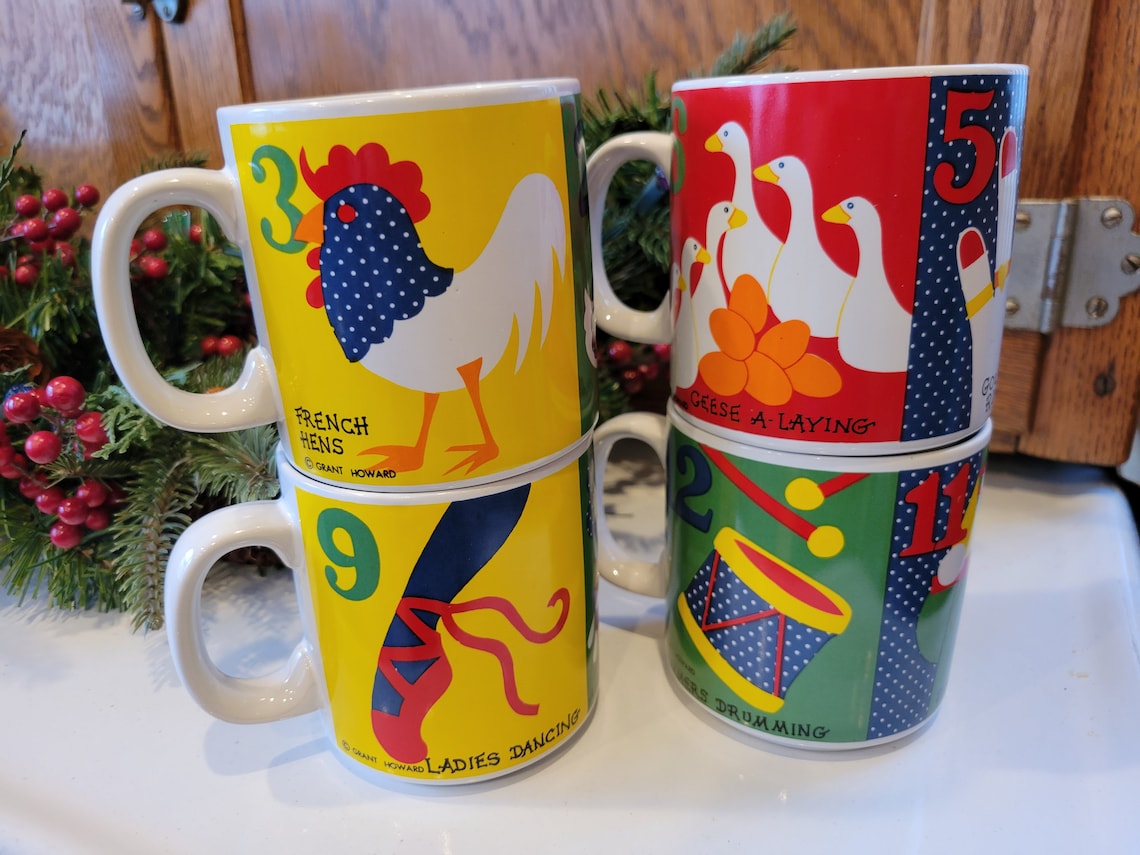 Twelve Days of Christmas Mugs Grant Howard 1983 Set of 4 - Etsy