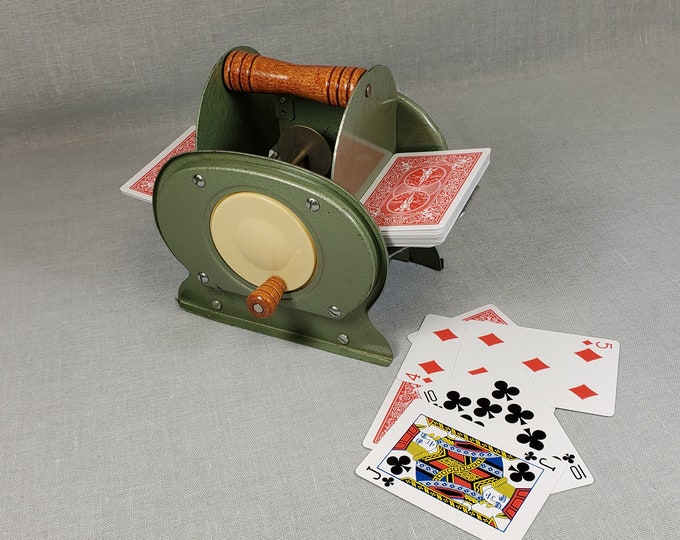 1950s Metal Card Shuffler - Hand Crank - Wood Handle - Nestor Johnson ...