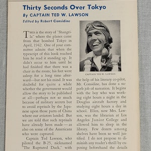 Thirty Seconds Over Tokyo by Captain Ted W. Lawson 1943 Random House ...