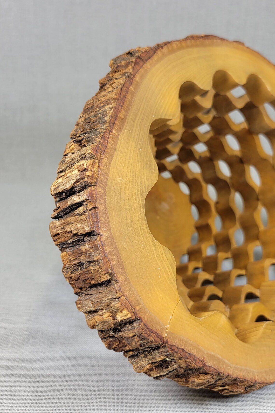 Unique Scroll Saw Basket W/ Live Edge Rim Hand Crafted - Etsy