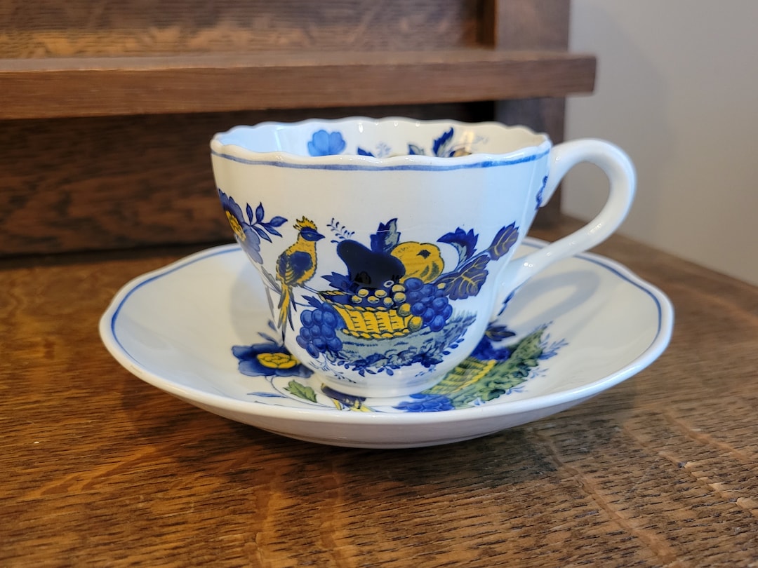 Spode Blue Bird Tea Cup Mug & Saucer - Copeland England - S3274 Fine ...