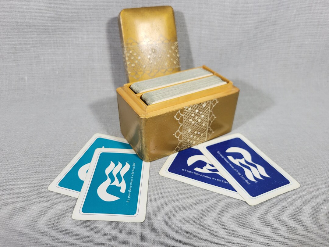 Playing Card Box for Two Decks W/ Pull off Lid - Made in Italy - Hand ...
