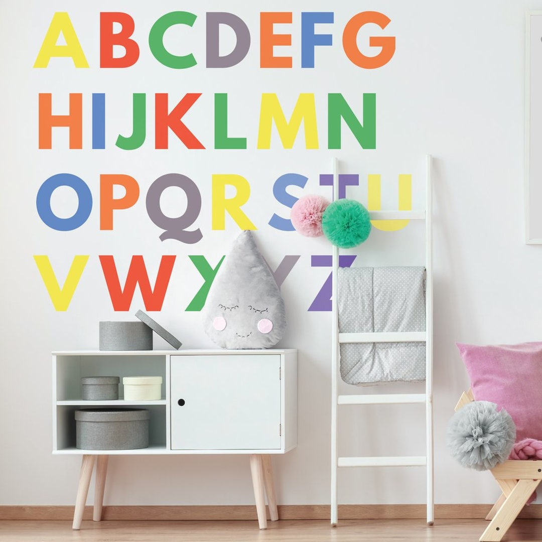Large Colourful Alphabet Wall Stickers - Kids Wall Decal Educational - Etsy