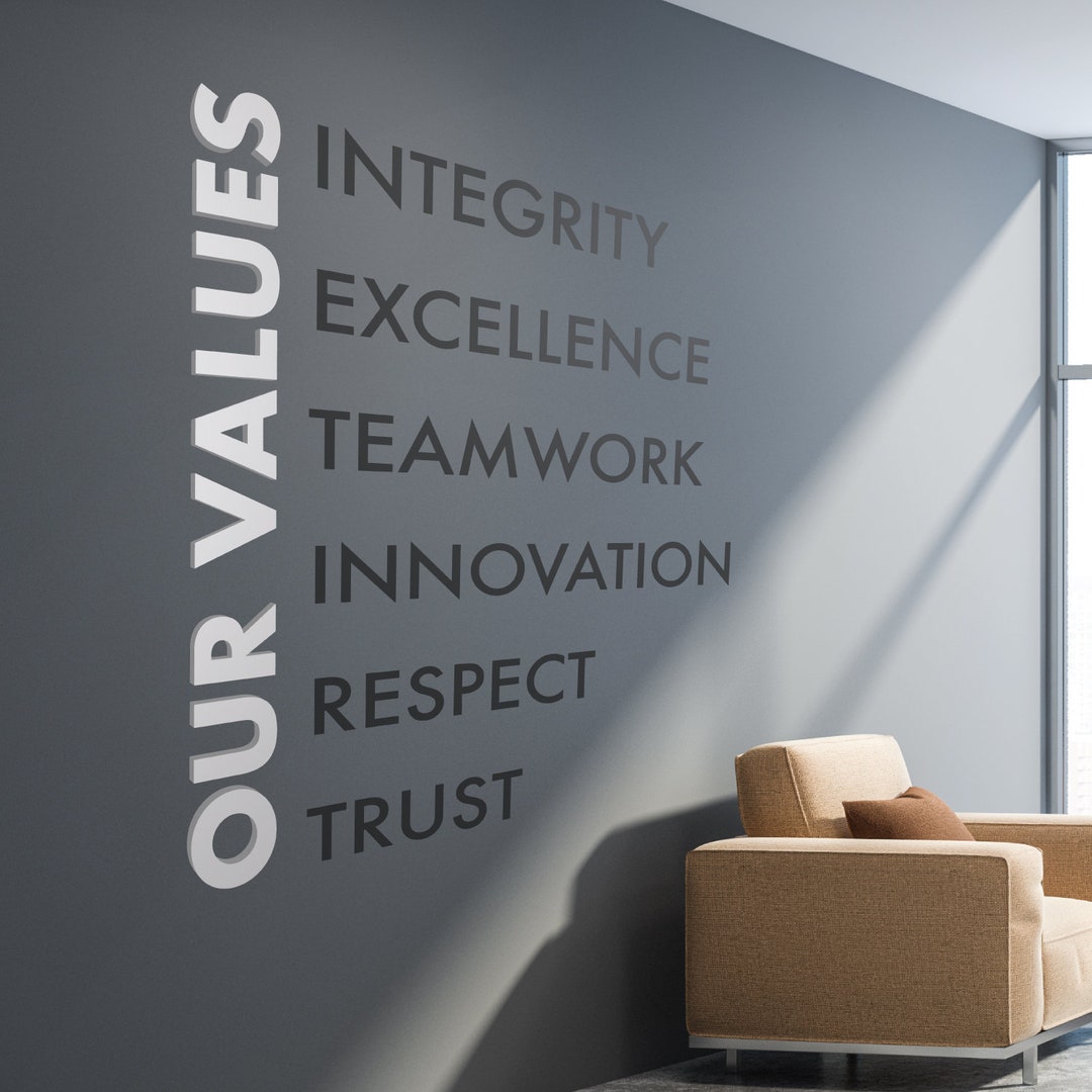 3D Our Values, Office Wall Decor, Values Wall Art for Office, Raised ...