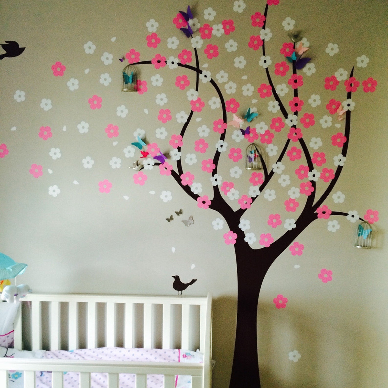 Cherry Blossom Tree Decal - Large Nursery Tree Stickers Childrens Wall ...