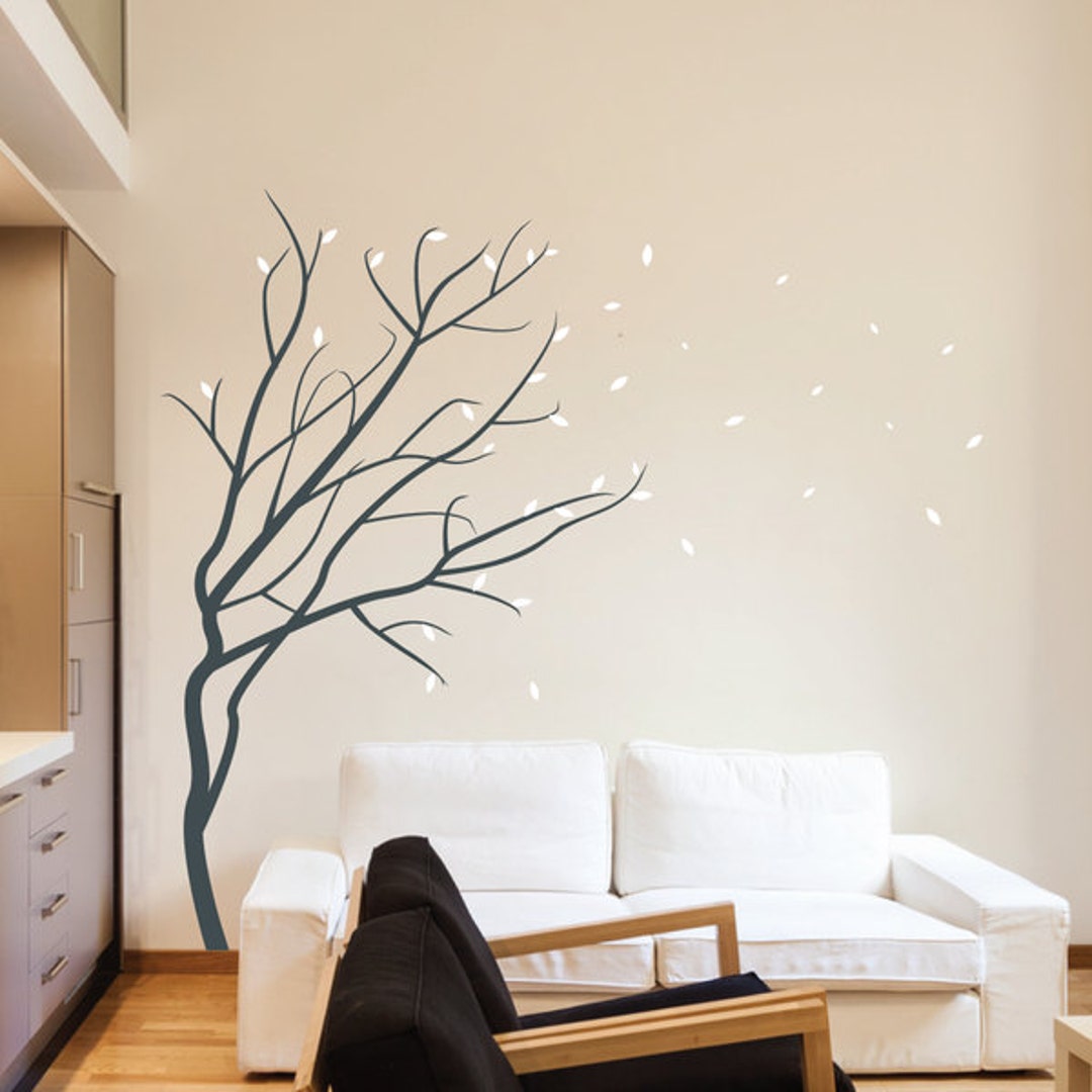 Windy Winter Tree Wall Art Sticker Decals - Etsy
