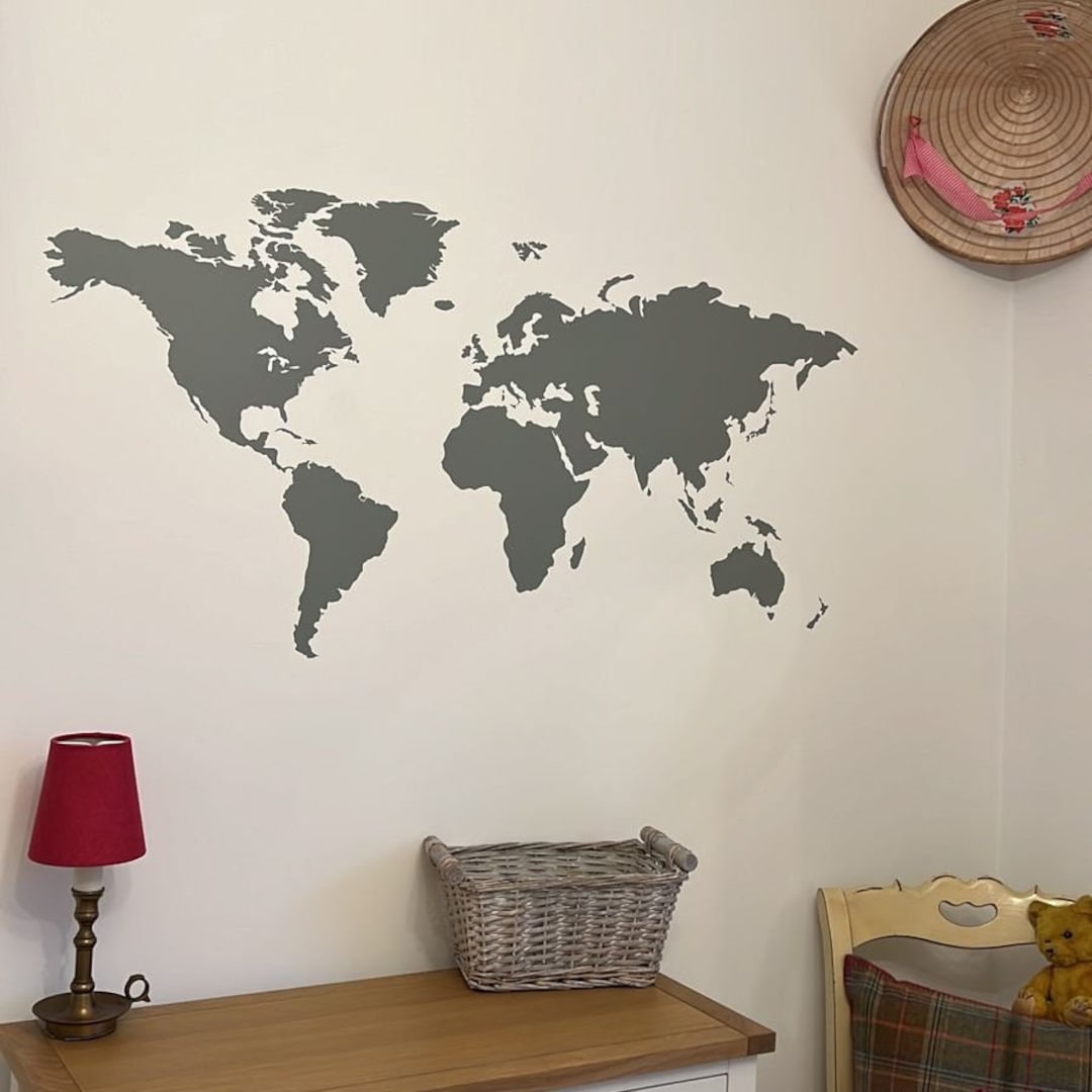 World Map Wall Sticker Decal With Pointers - Etsy