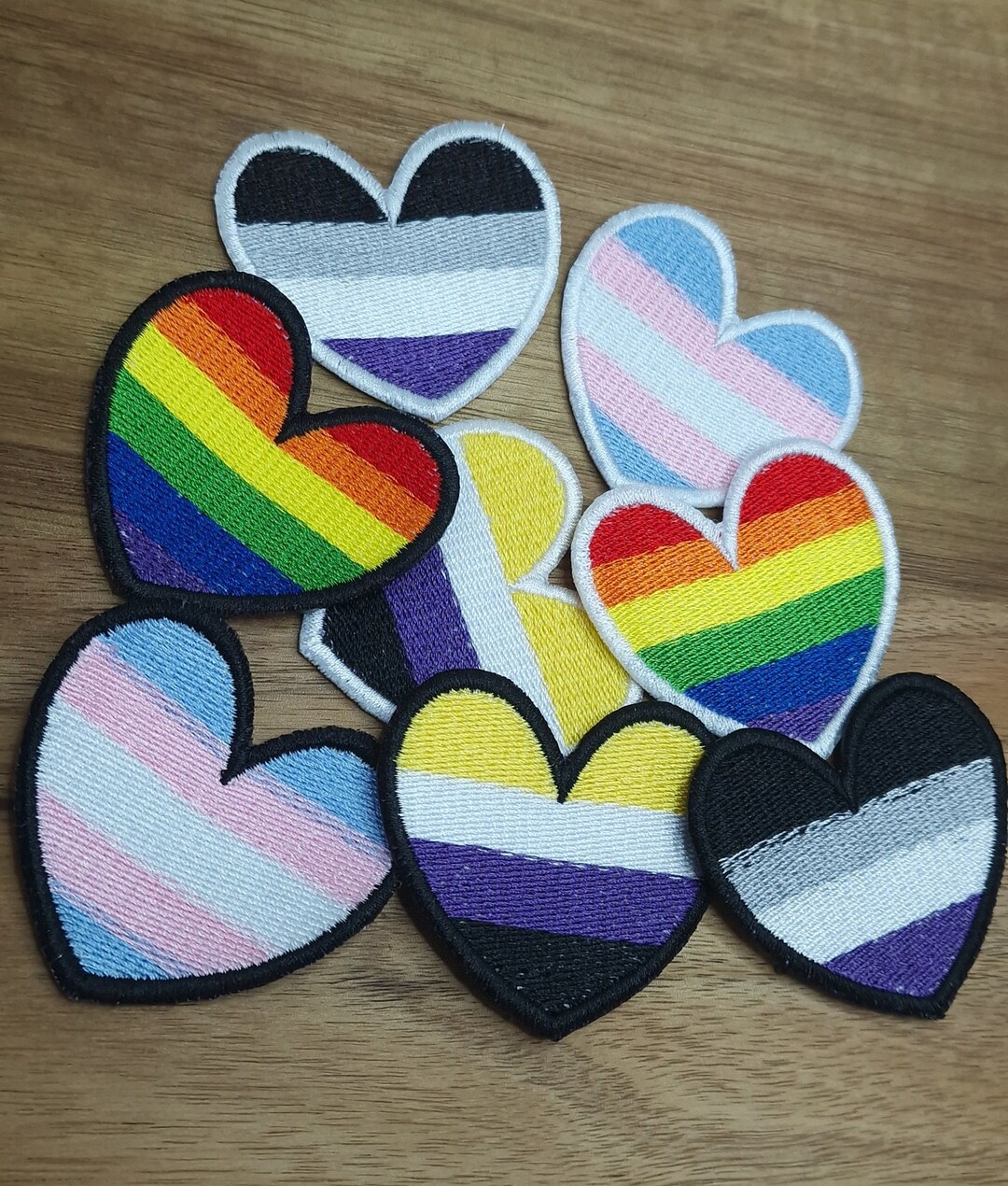 Pride Flag Love Heart Patches LGBT Trans Nonbinary Flags Iron on Embroidery Patch Accessory - Etsy
