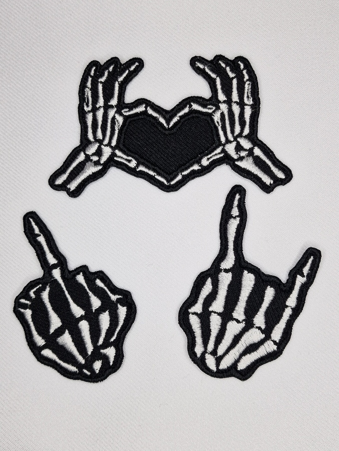 Skeleton Hands | Heart Hands | Devil Horns | Middle Finger FU | Iron on ...