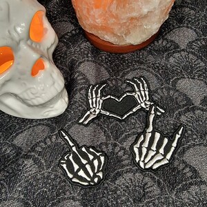 Skeleton Hands | Heart Hands | Devil Horns | Middle Finger FU | Iron on ...