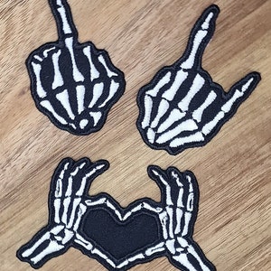Skeleton Hands | Heart Hands | Devil Horns | Middle Finger FU | Iron on ...