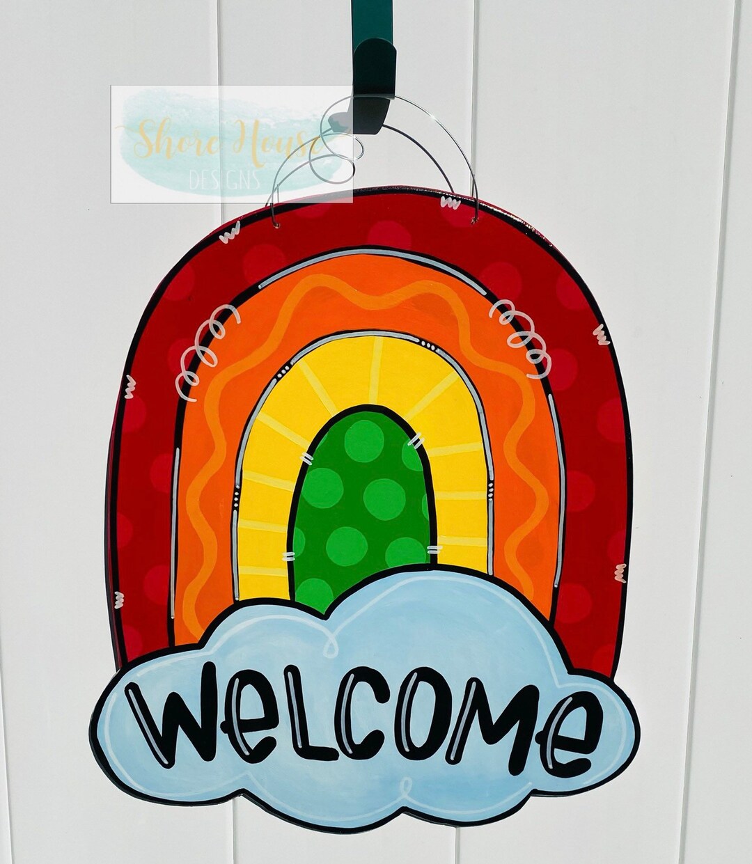 Welcome Rainbow Door Hanger, Welcome Door Hanger Made to Order, Rainbow ...