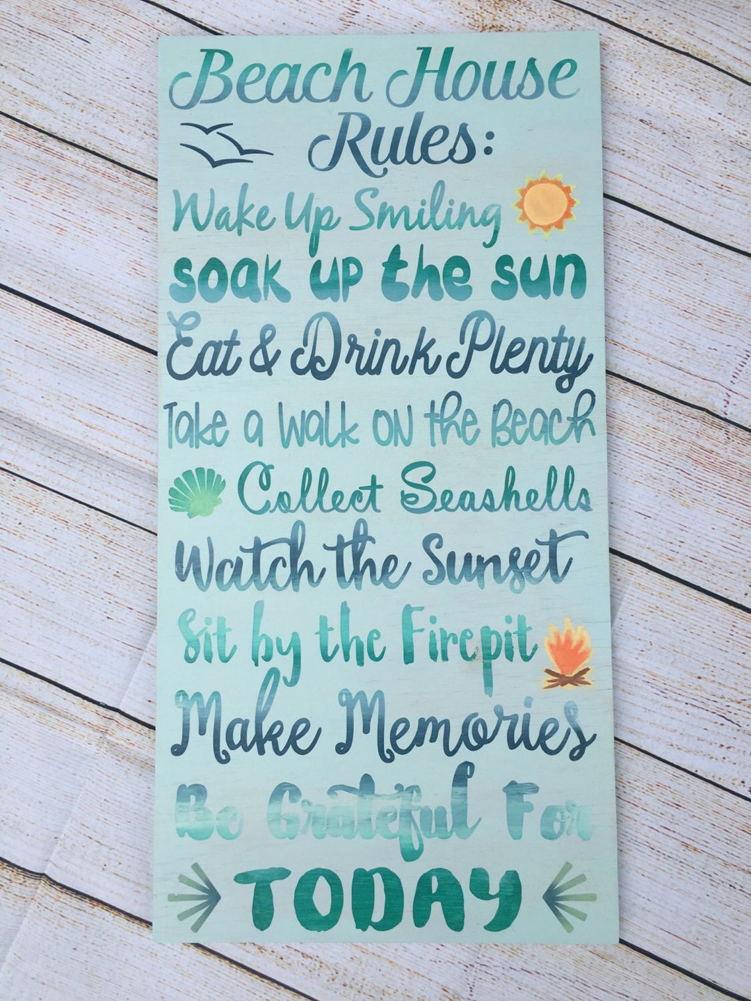 Beach House Rules Sign, Handpainted Wood Beach Sign, Beach House Sign ...