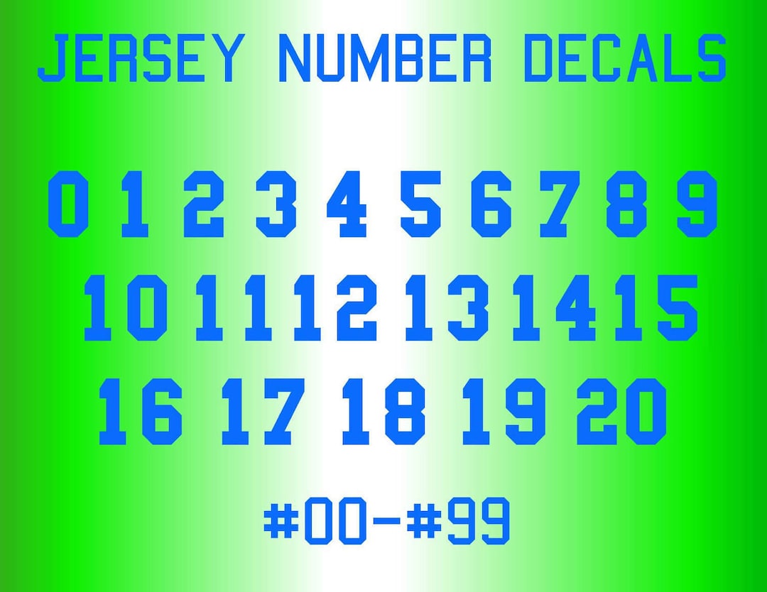Jersey Number Decal, Helmet Number Decal, Sports Number Decal, Car ...
