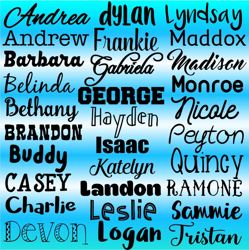 Vinyl Name Decals , SINGLE WORD Vinyl Decals, Permanent Vinyl Decals ...