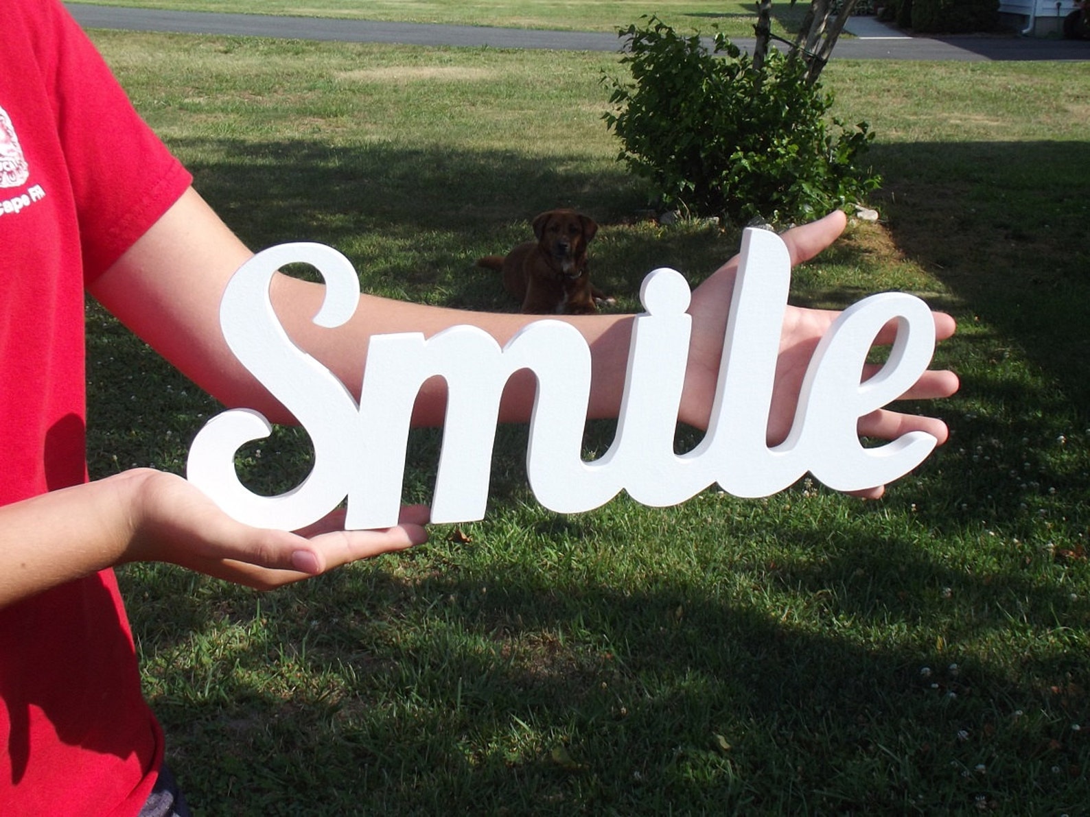 SMILE - Wooden Smile Sign, Stand-alone Decoration, Self-standing, Shelf ...
