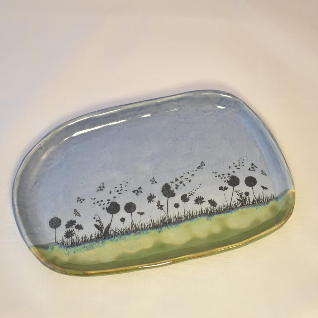 Wildflower Dandelion Tray, Nature, Serving Tray, Green and Blue - Etsy