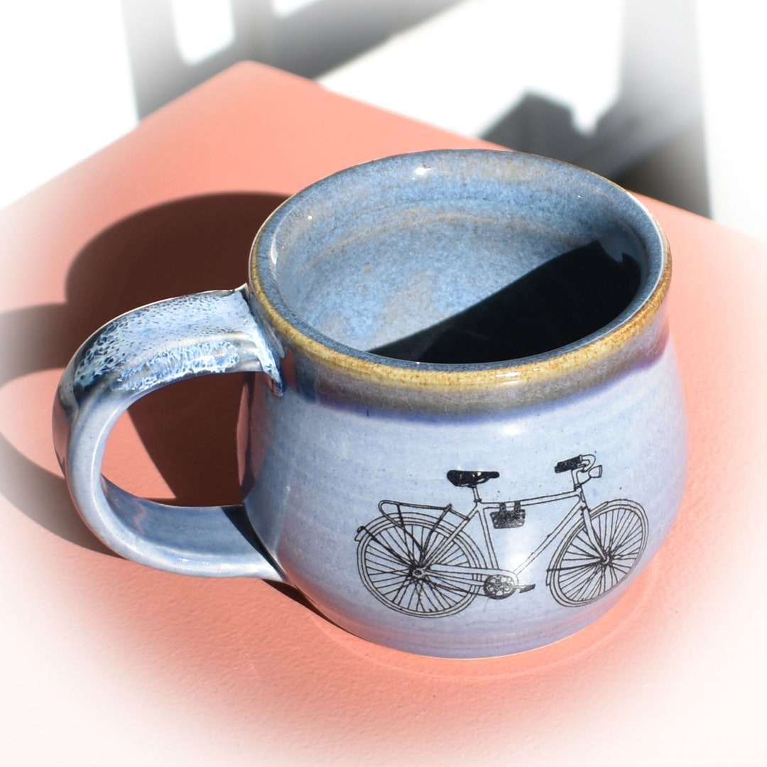 Bike Mug, 10 Oz, Blue, Bike Gift, Cyclist Gift, Functional Art Piece ...