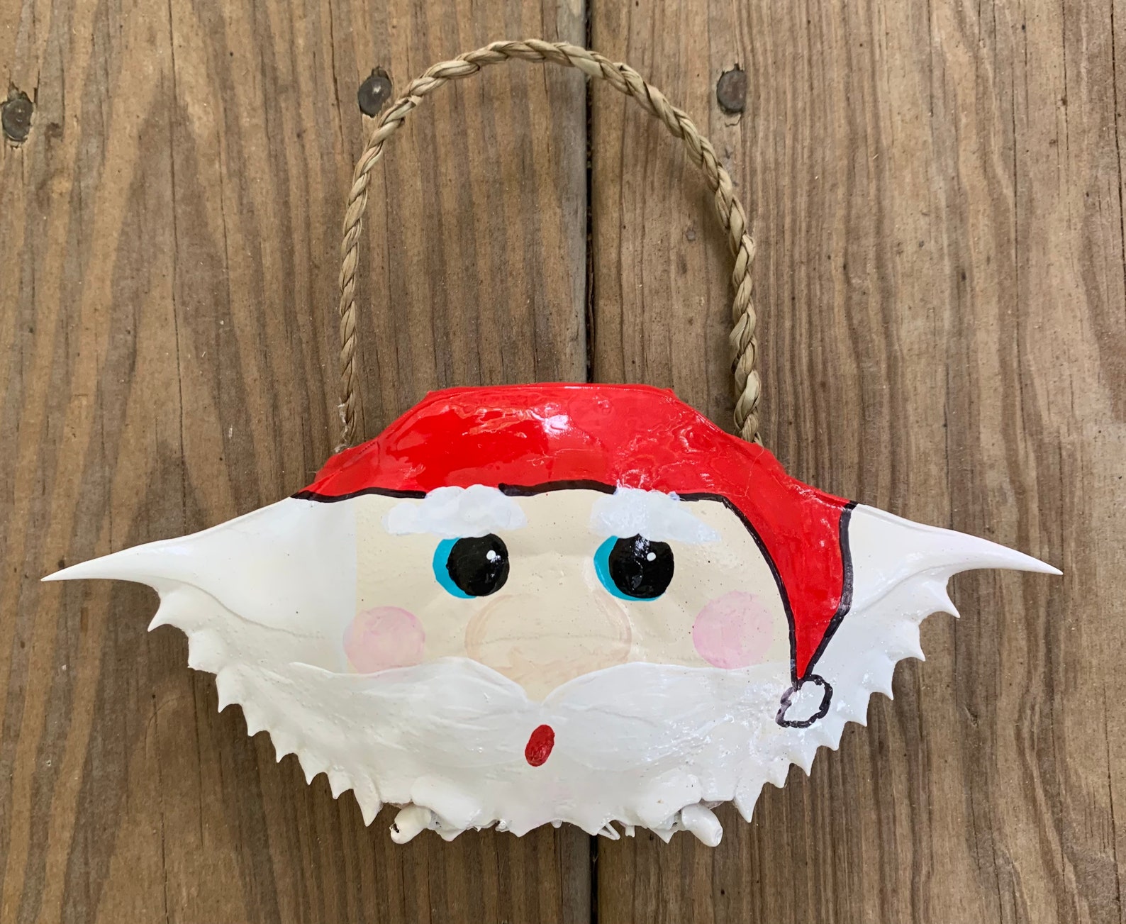 Hand Painted Santa Claus Crab Shell Ornament. - Etsy