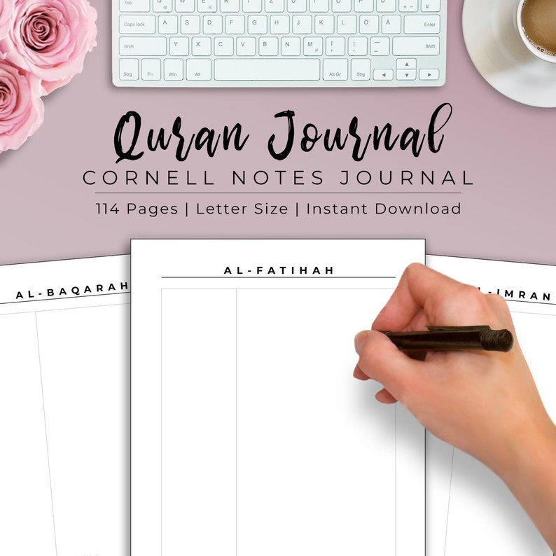 QURAN CORNELL NOTES Journal - Letter Size - 114 Surah Pages - Cornell ...