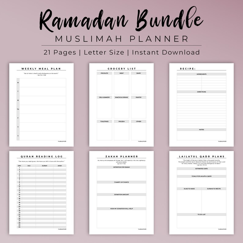 LETTER SIZE 2023 RAMADAN Planner Bundle 20 Pages Printable Etsy
