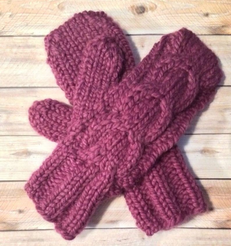 Hand Knit Mittens Fall Winter Soft Warm Wool Blend // the | Etsy