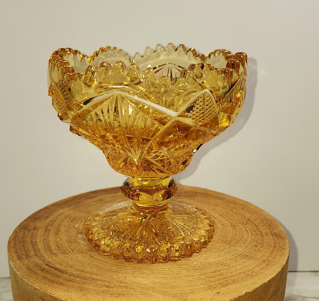 Vintage Imperial Glass Compote: Mid Century Daisy & Button Candy Dish ...