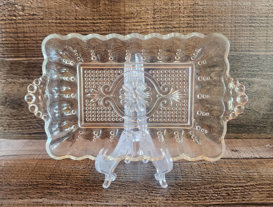 Vintage Anchor Hocking Pressed Glass Bubble and Floral Pattern ...