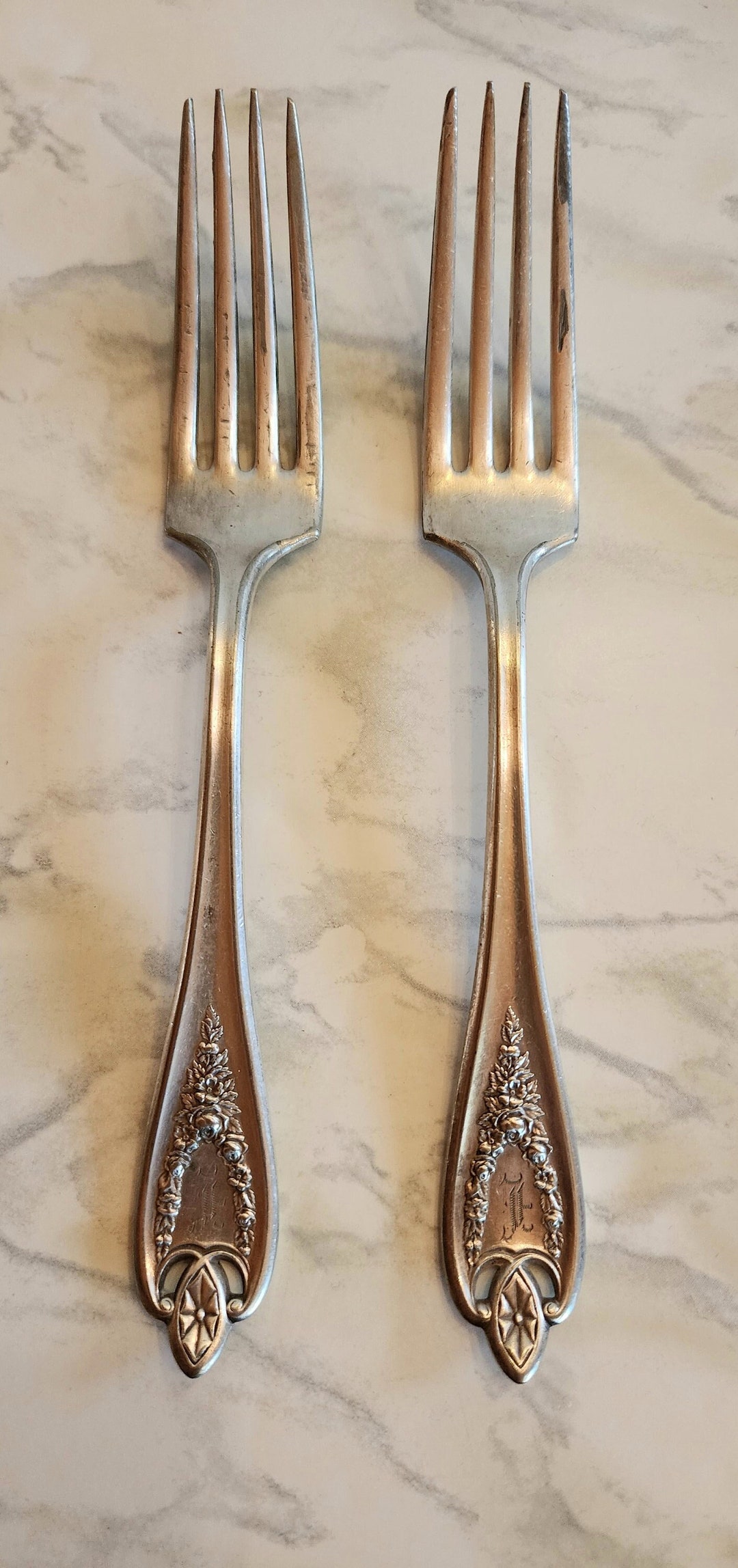 Set of 2 Monogrammed Silver Forks 1847 Rogers Bros Old Colony 1940s XS ...