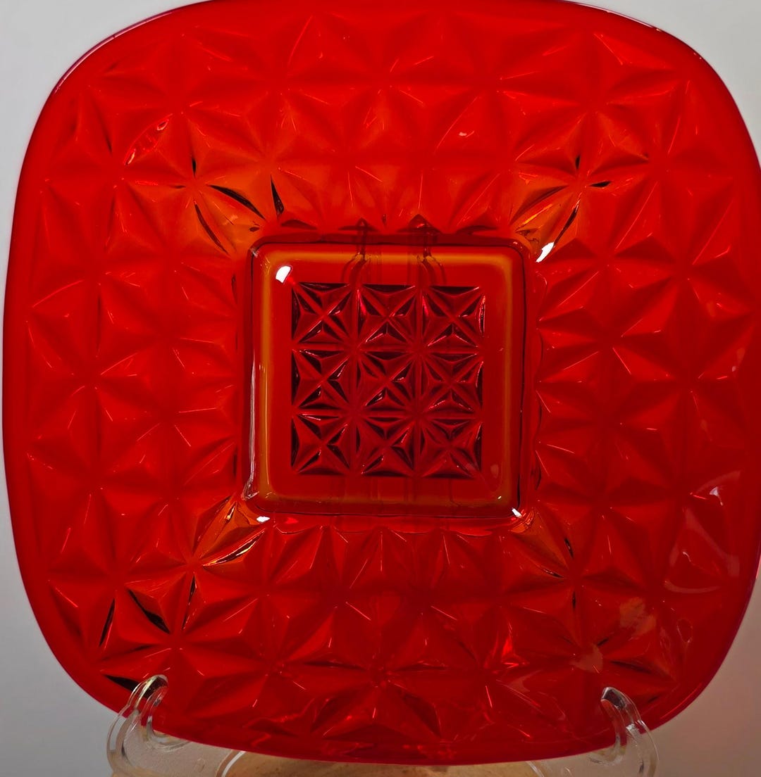 Vintage Imperial Glass Ohio Set of 2 Ruby Square Luncheon Plate, Mt ...