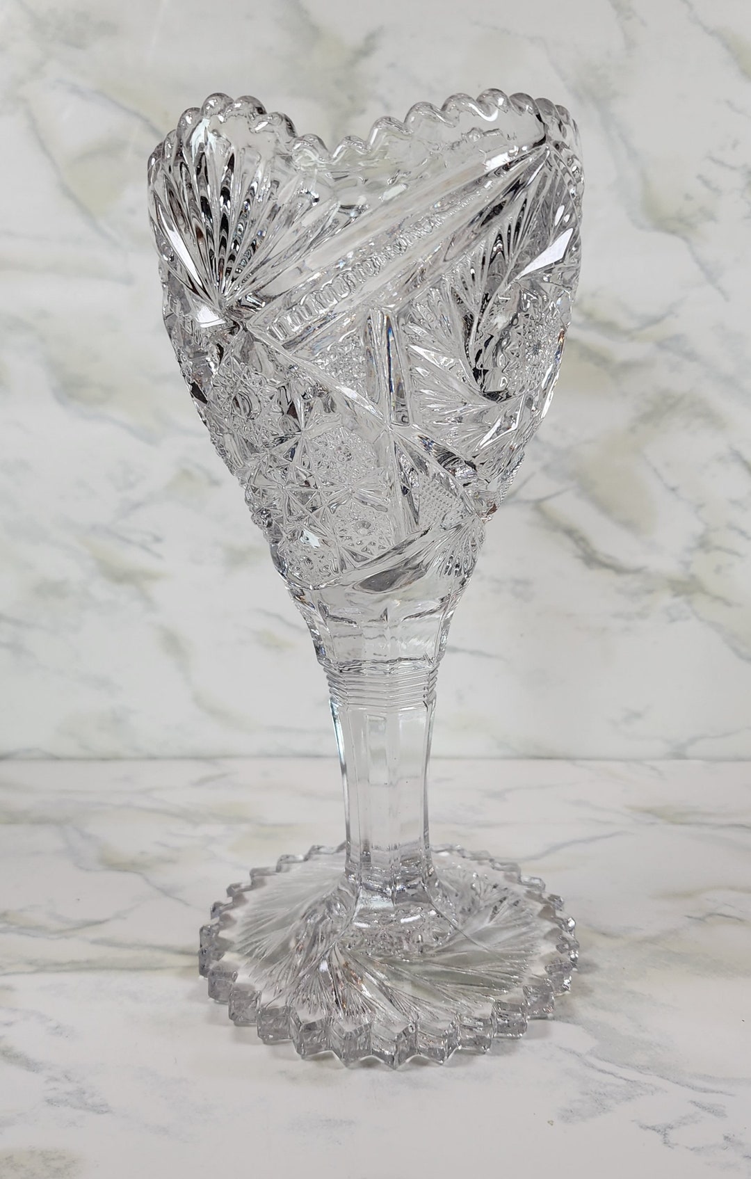 EAPG Vase US Glass Co Art Cut Line OMN 1913 - Etsy