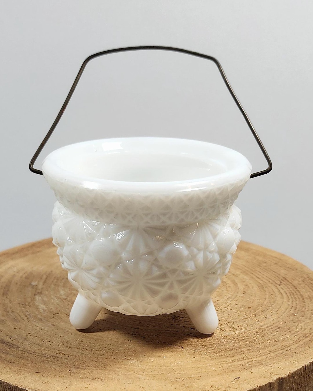 Fenton Daisy & Button Pattern Vintage Milk Glass Urn Taper Candle ...