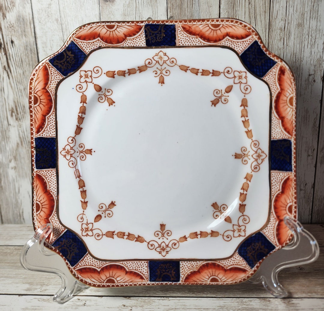 Vintage Early Colclough Bone China Square Plate Gaudy Welsh Pattern - Etsy