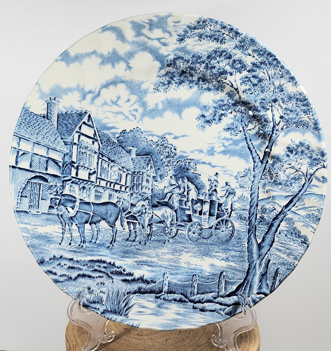 Vintage Crown Clarence Stage Coast Village Scene Dinner Plate, Made in ...