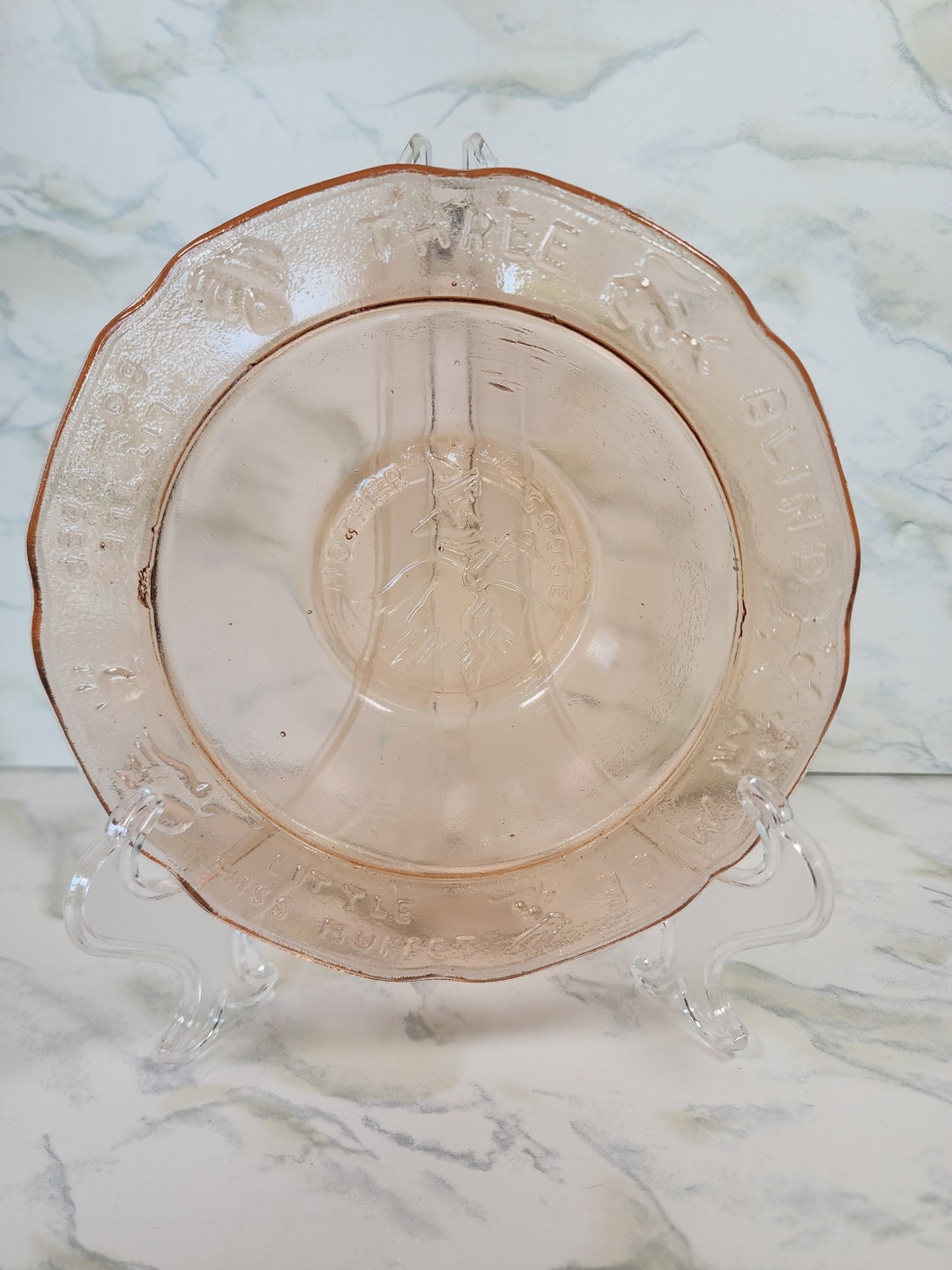 Vintage Indiana Depression Glass Tiara Pink Nursery Ryhme Dish - Etsy