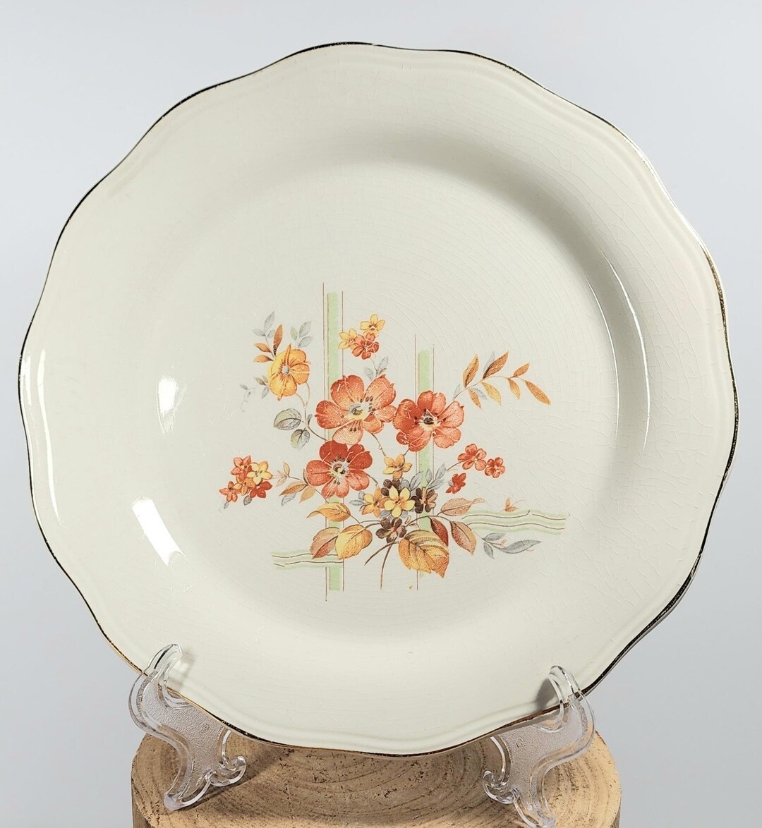 Rare Vintage French Savon China, Union Made, USA, Orange Flowered Plate ...