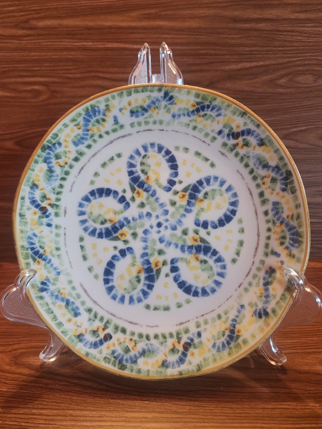 PIER 1 Handcrafted in Italy Luncheon Plate Earthenware Color Swirling ...