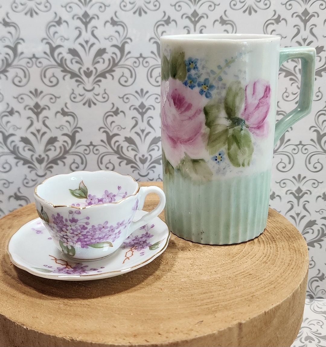 Unique Set of 2 Teacups, Child Size Teacup and Saucer, Tall Teacup With ...